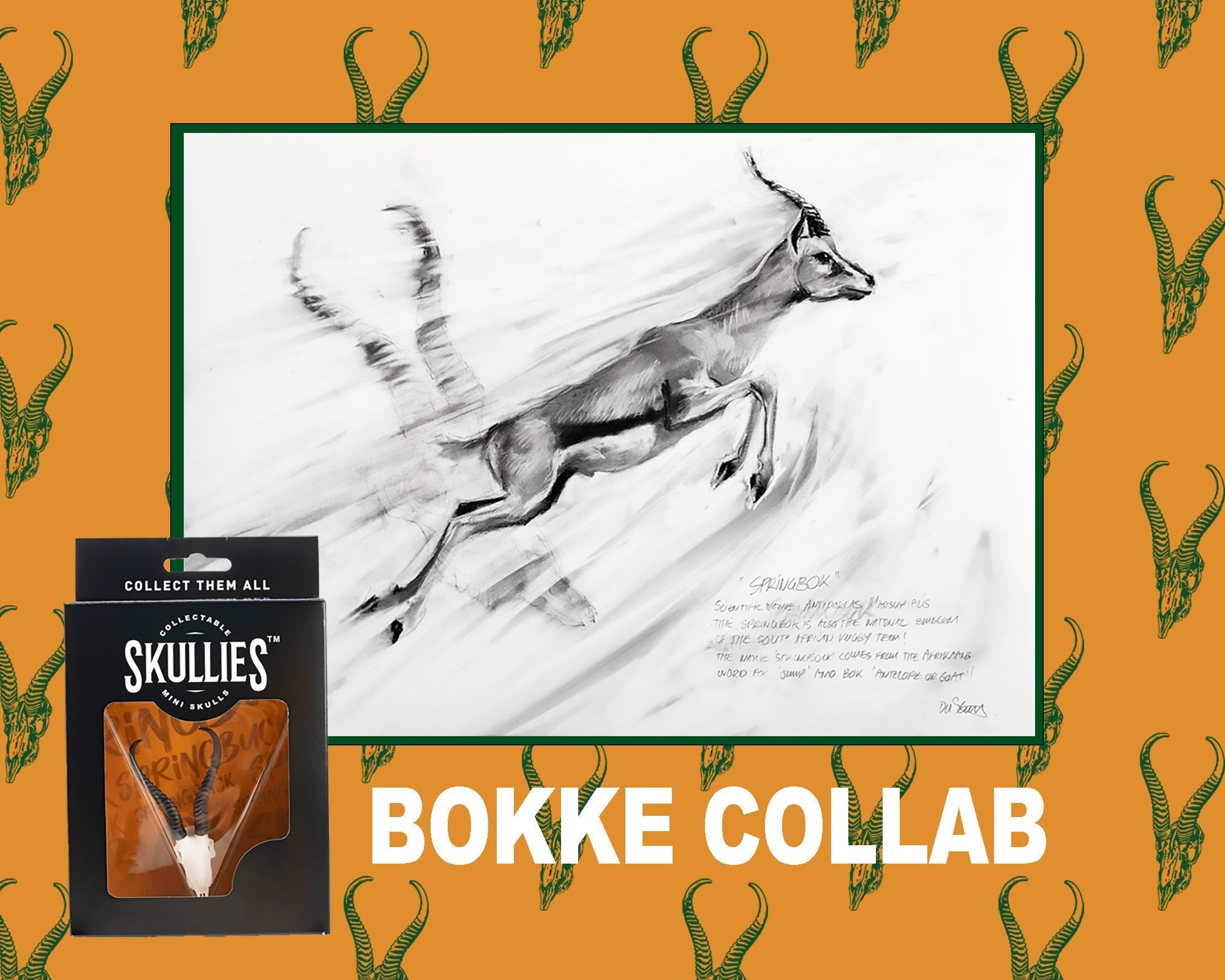 Skullies Collab - Springbuck Skullie & Fine Art Print | Skullies